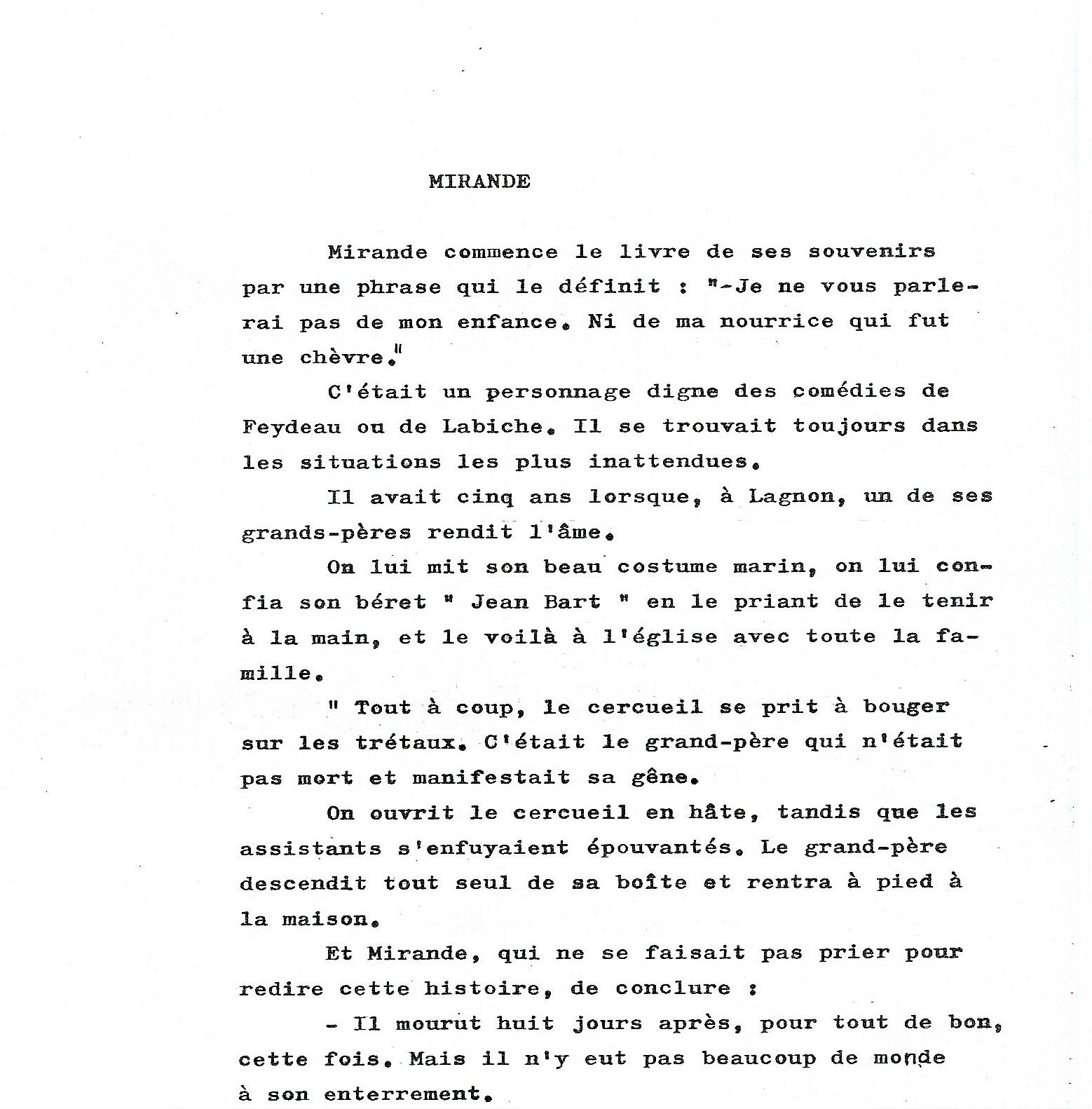 MIRANDE - Marc de La Roche