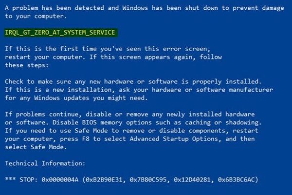 HOW TO FIX IRQL_GT_ZERO_AT_SYSTEM_SERVICE BSOD ERROR ON WINDOWS 10 ...