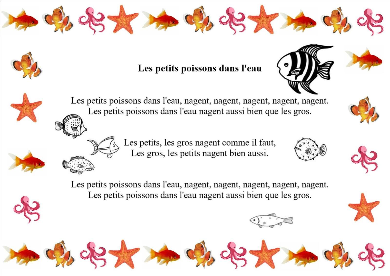 Comptine "les petits poissons" - Maternelle Gringoire
